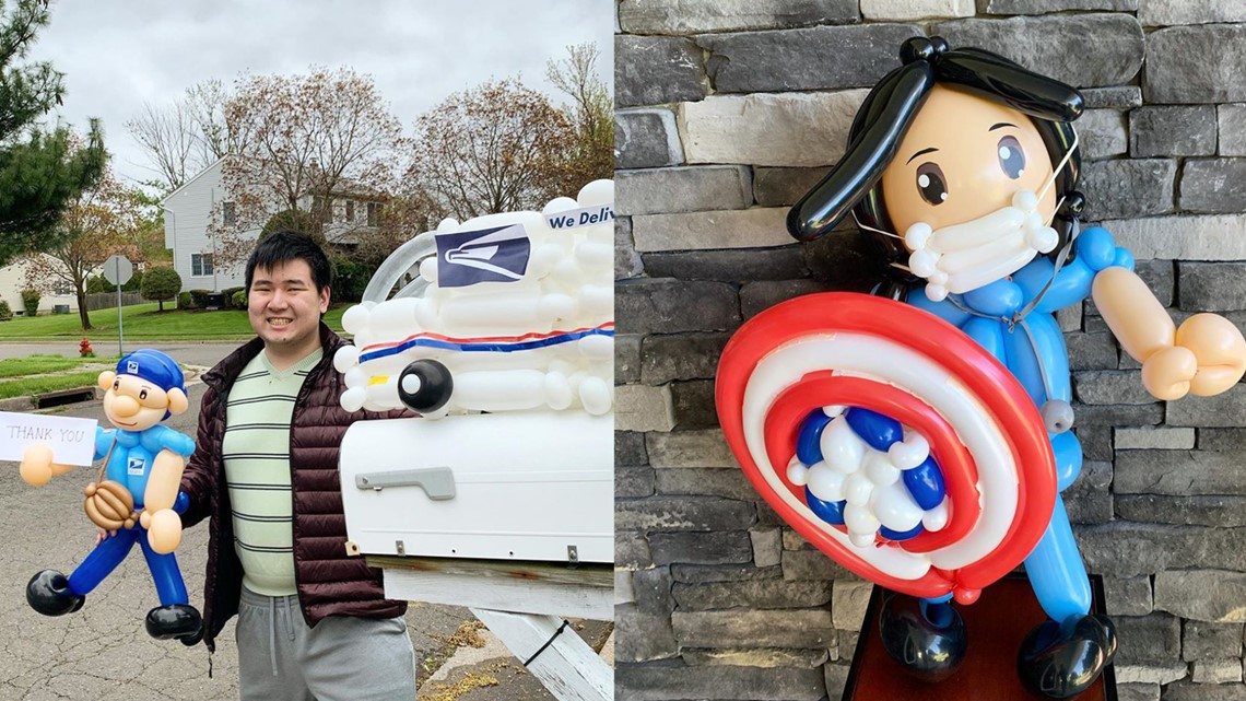 Artist with autism thanks essential workers with balloon art | king5.com
