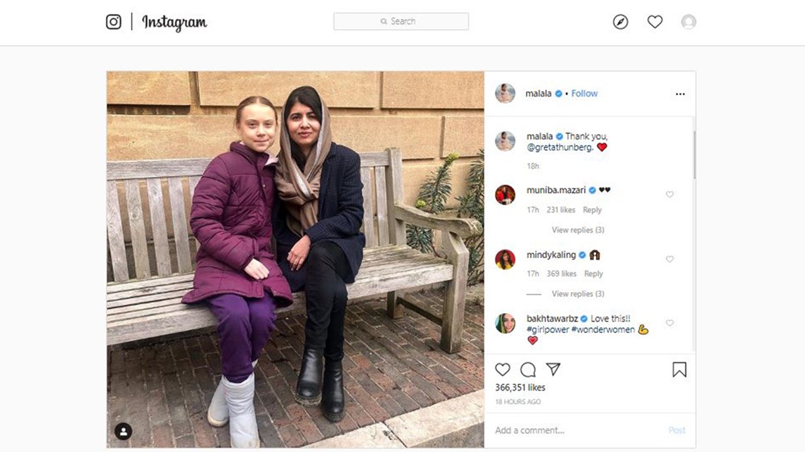 Greta Thunberg and Malala Yousafzai meet, share Instagram photo | king5.com