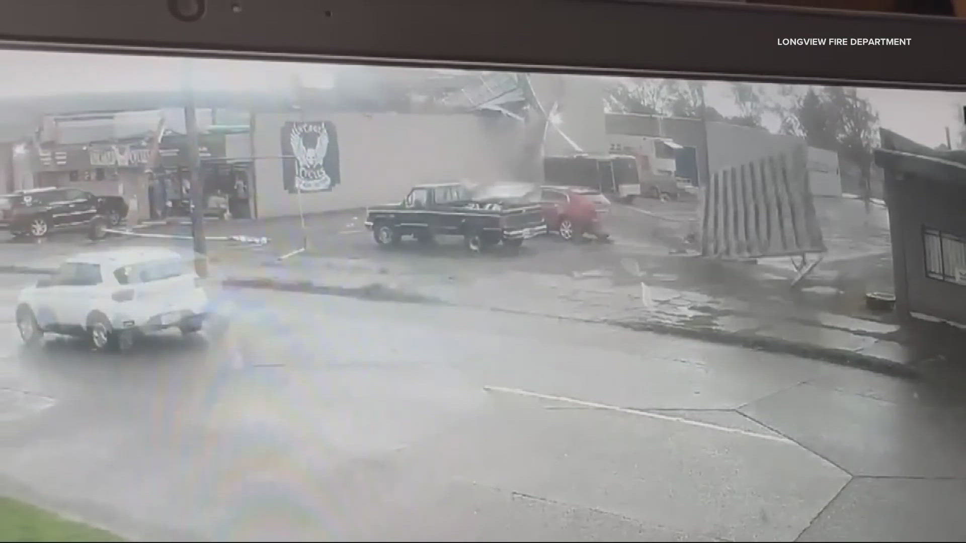 Possible tornado rips roof off Longview building, damages homes | king5.com