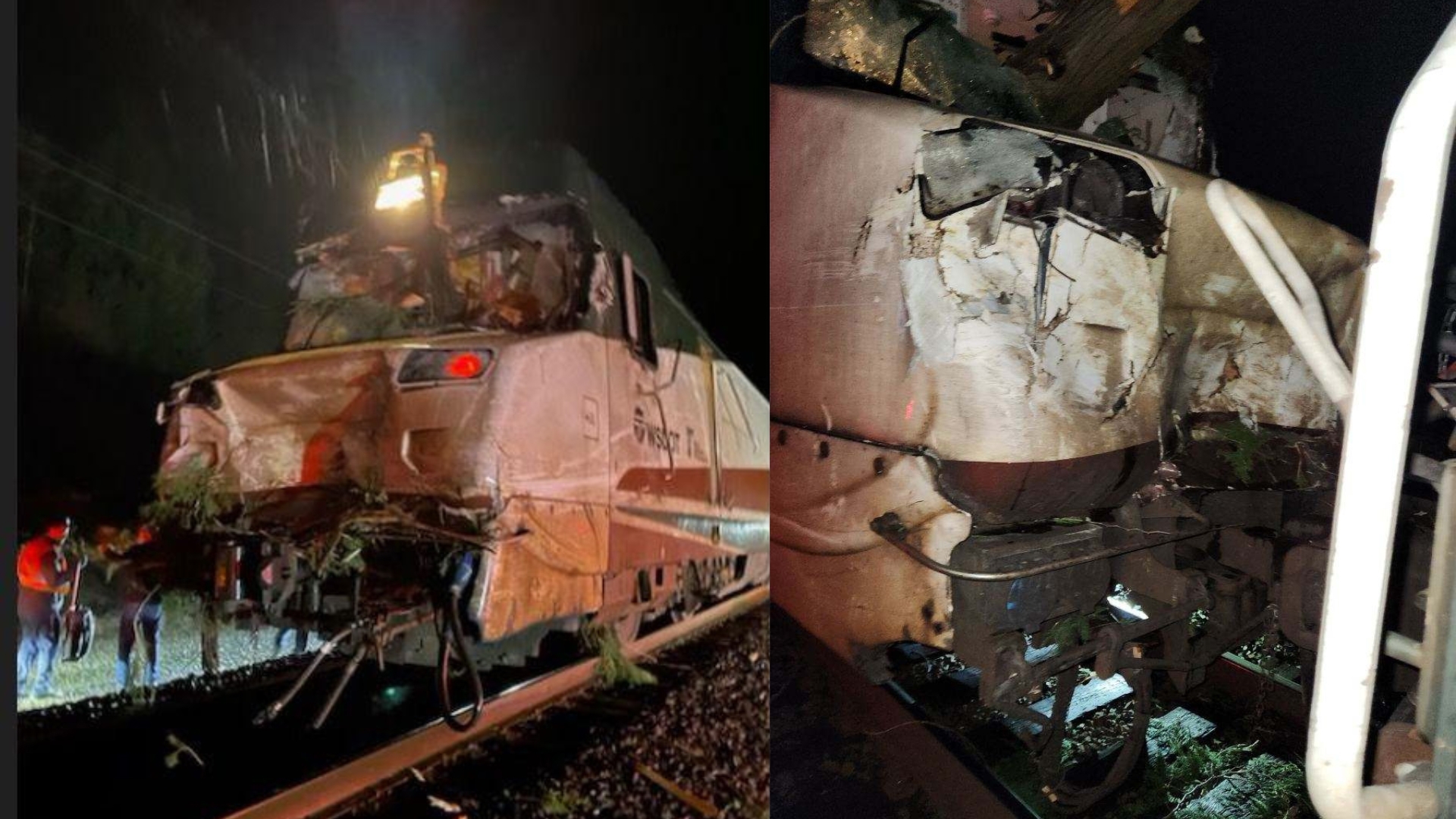 Amtrak Cascades train damaged by downed tree during bomb cyclone ...