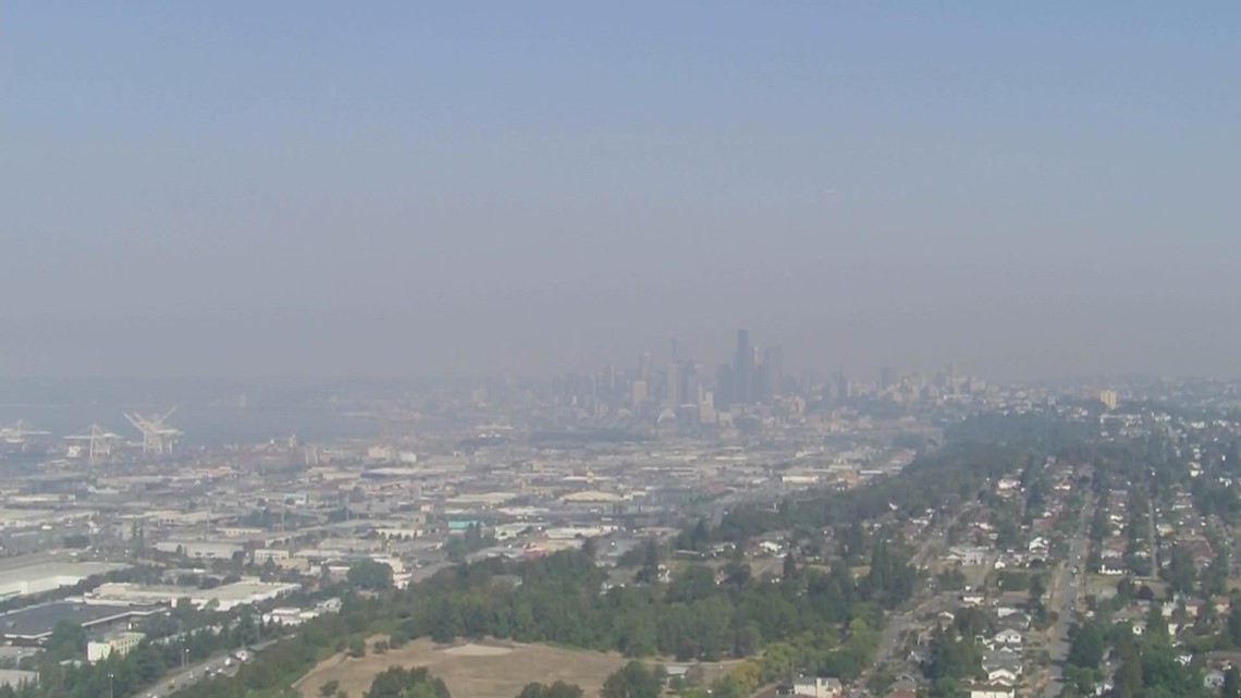 Aerial footage of Seattle's smoky Wednesday air | king5.com