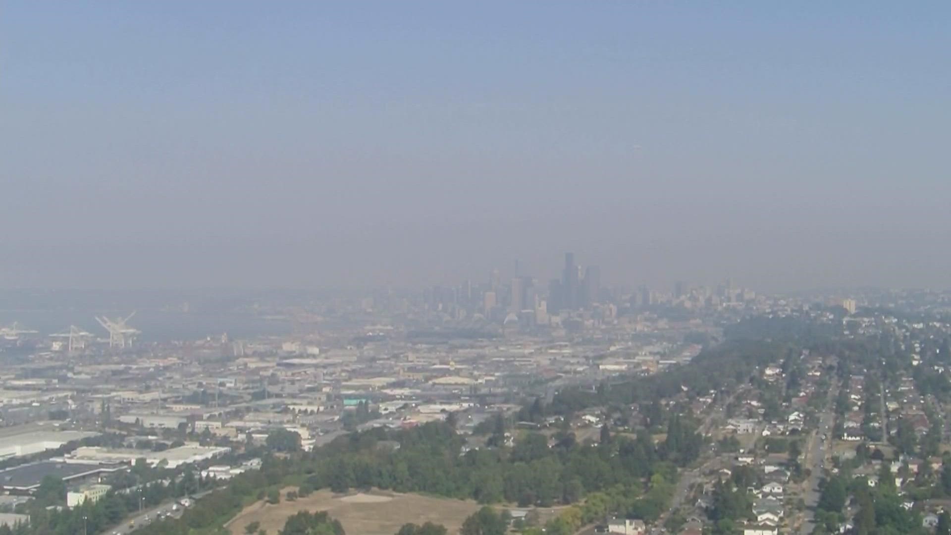 Aerial footage of Seattle's smoky Wednesday air | king5.com