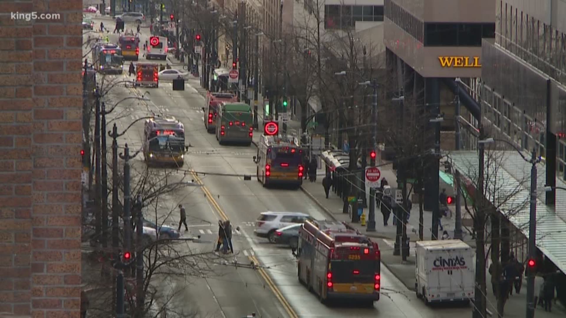 Bus only lanes added to downtown Seattle streets | king5.com