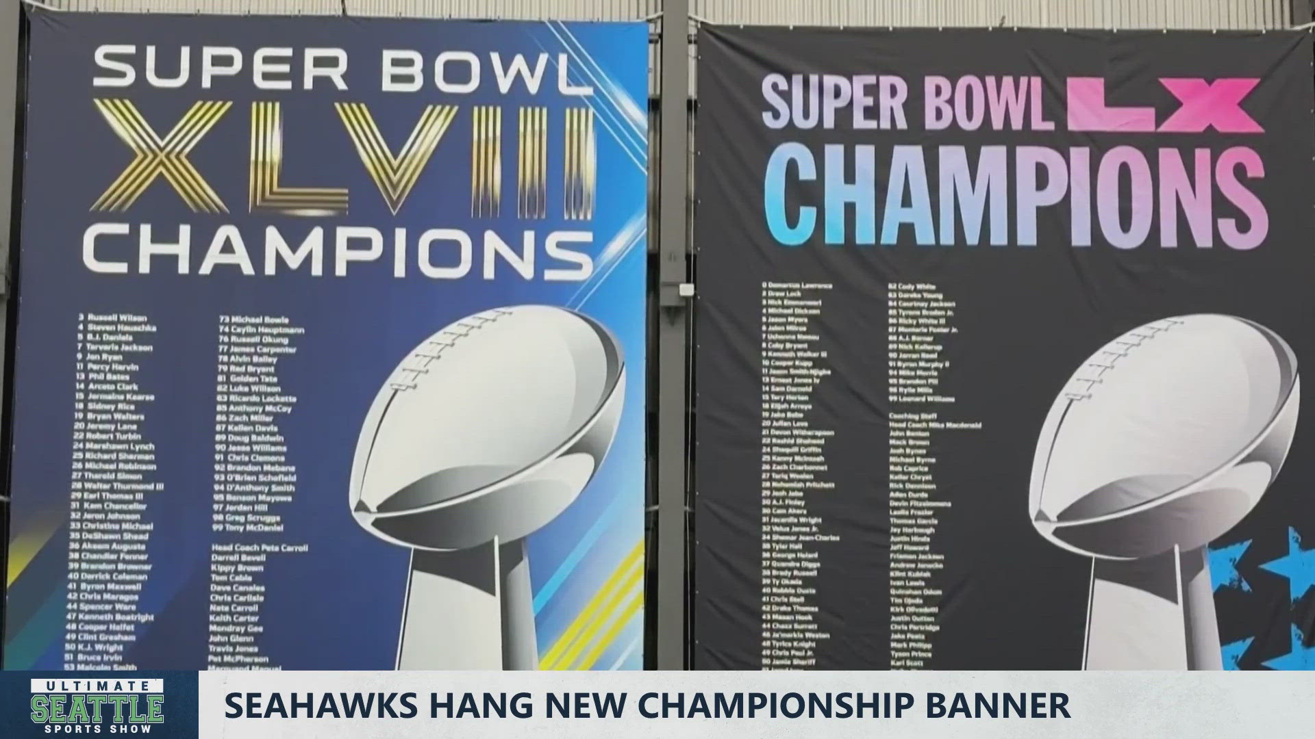 Seahawks hang new championship banner | Ultimate Seattle Sports Show ...