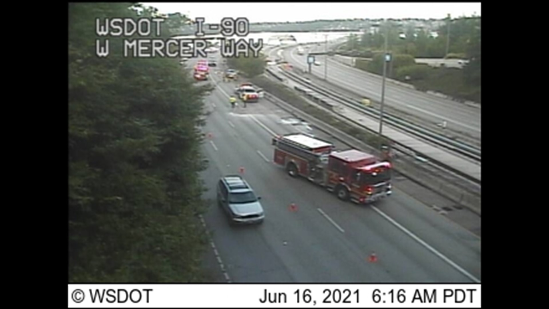 Eastbound I-90 lanes reopen on Mercer Island after rollover crash | king5.com