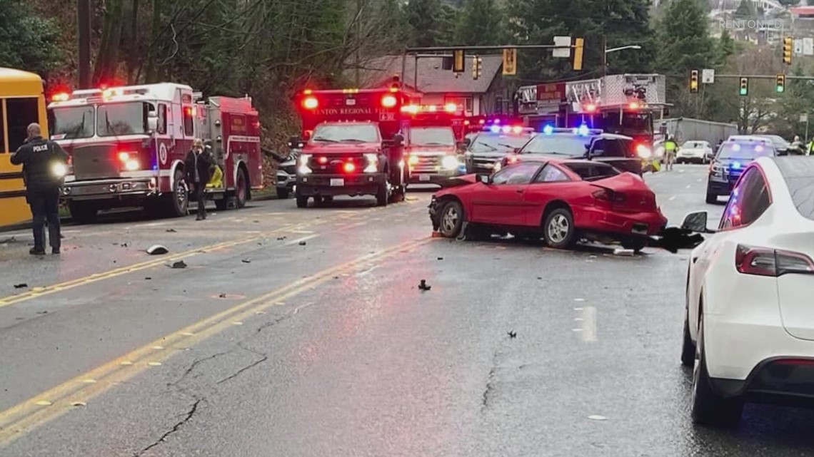 Passenger in sedan dead after crash involving school bus in Renton ...