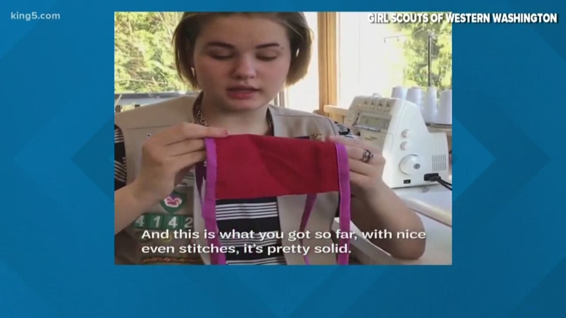 Girl Scout helping make face masks | king5.com
