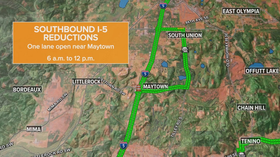WSDOT shutting down part of I-5 in Thurston County, causing major ...