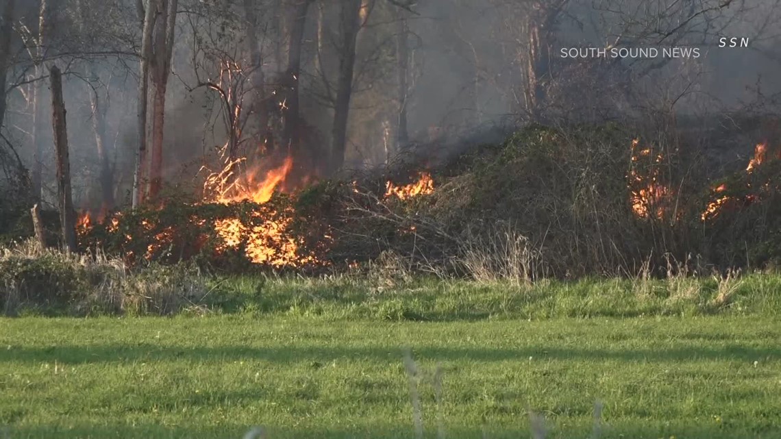 Crews fighting brush fire near Black Diamond | king5.com
