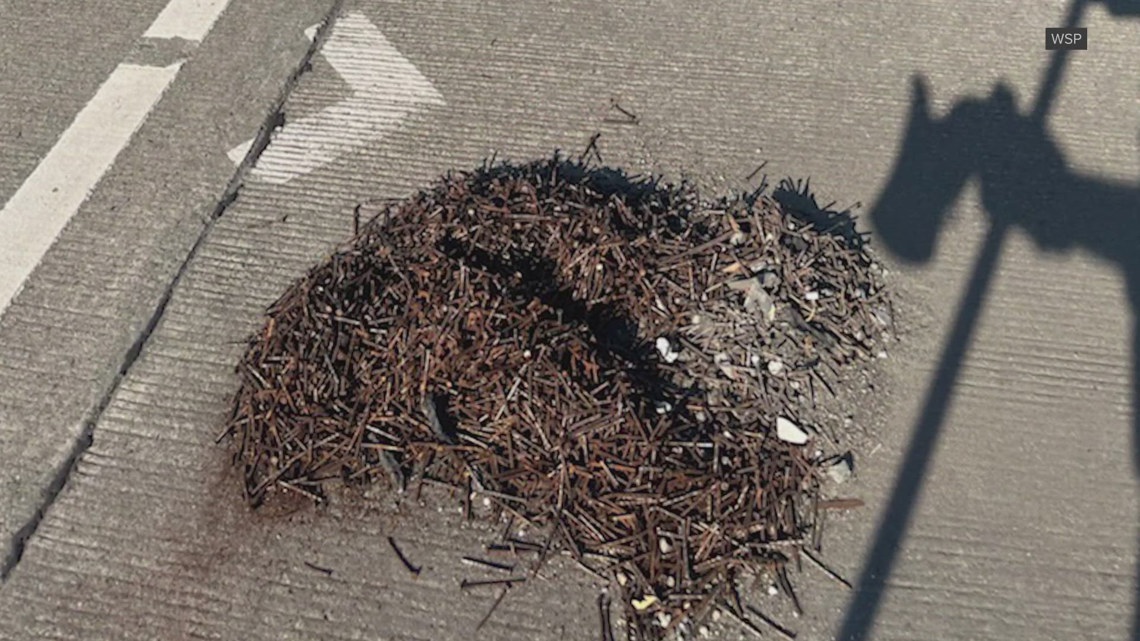Man throws 'large amount of nails' onto highway in Tacoma | king5.com