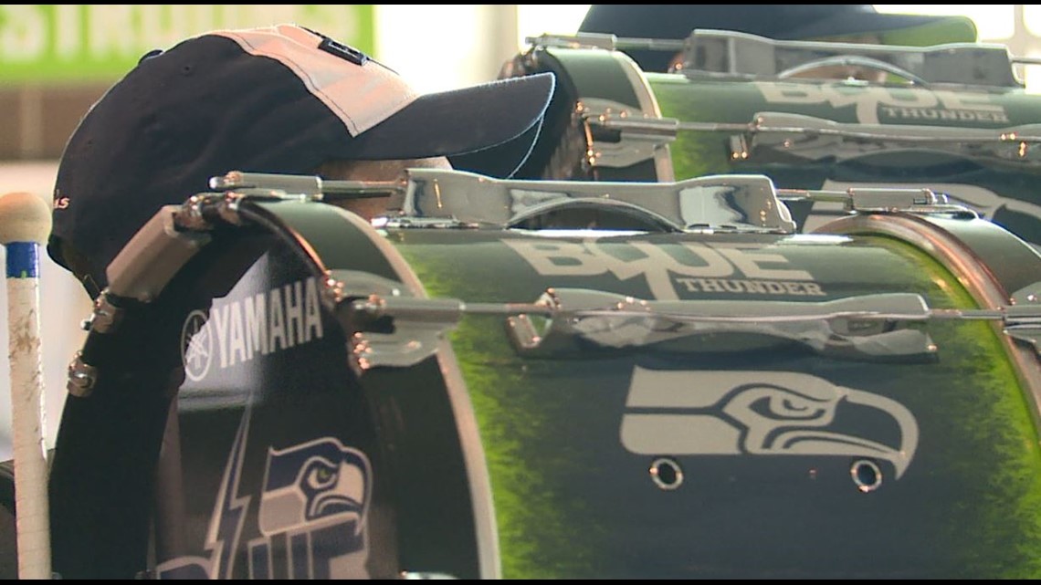 Behind the scenes as Seattle Seahawks Blue Thunder Drumline pick the ...
