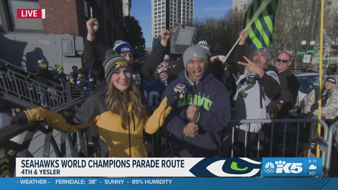 Seahawks parade route is wild: 12s line the streets, balconies packed ...