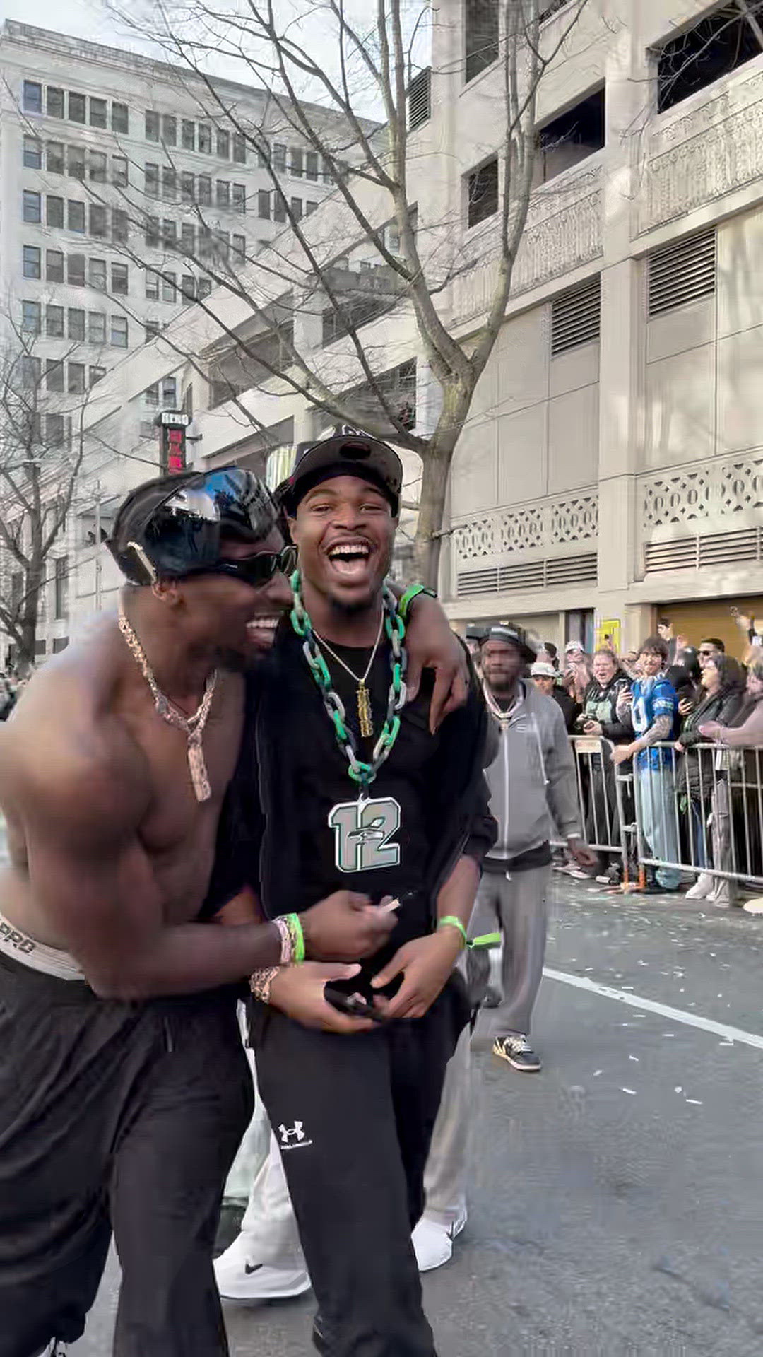 Nick Emmanwori, DeMarcus Lawrence and Derick Hall enjoying the parade ...