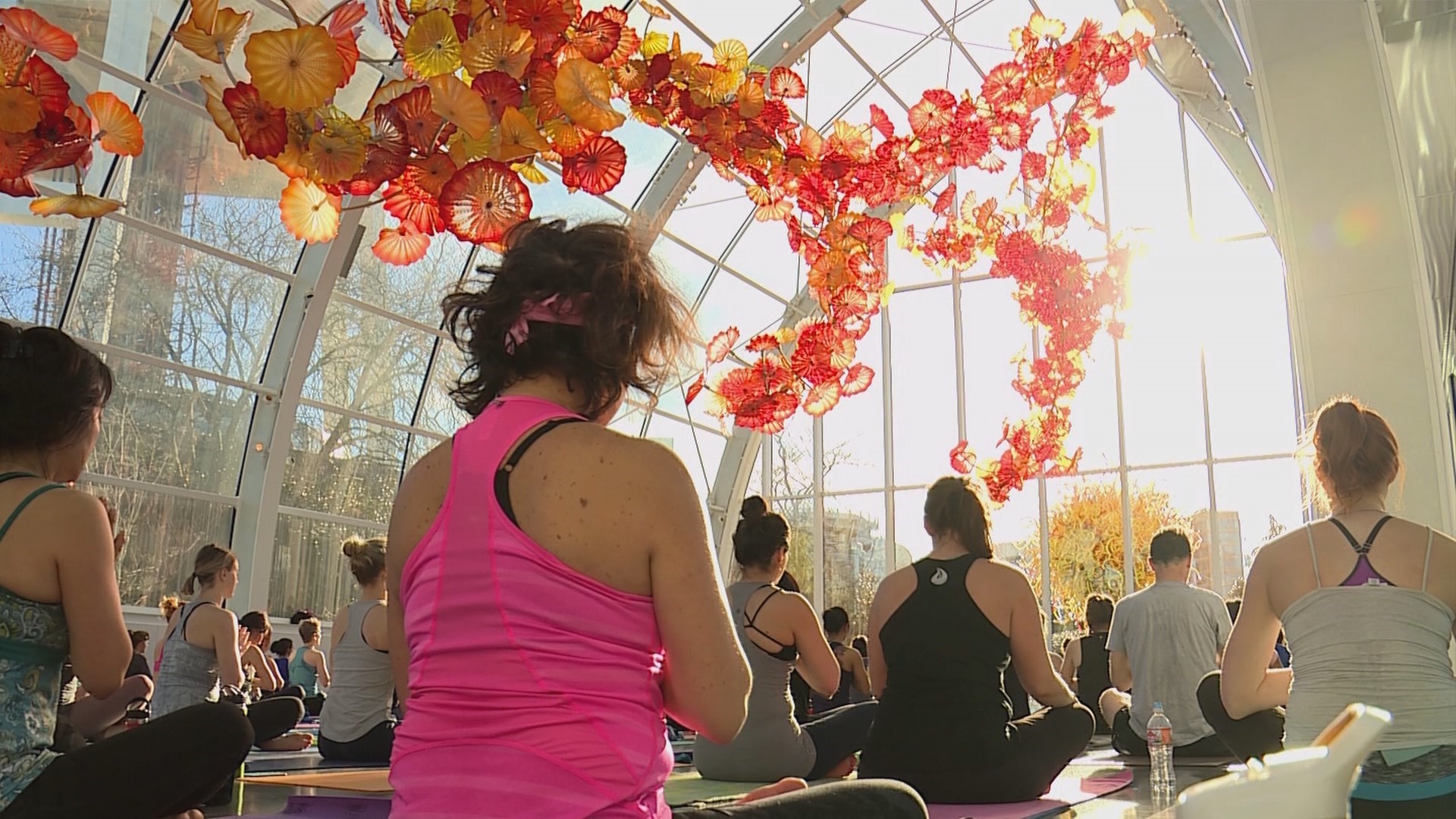 The most breathtaking yoga class underneath famous glass art | king5.com