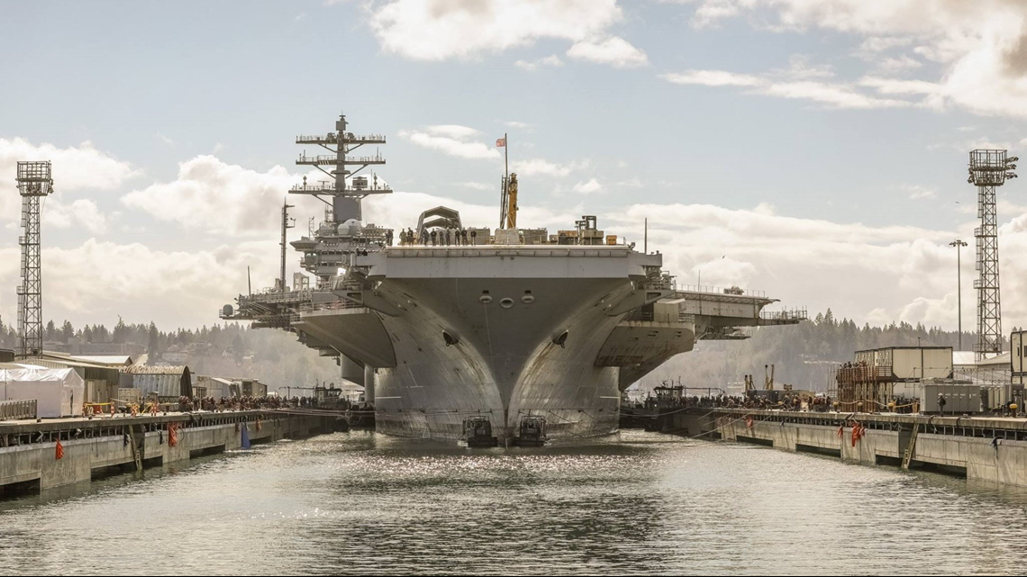 USS Nimitz enters shipyard's dry dock for a year of maintenance | king5.com