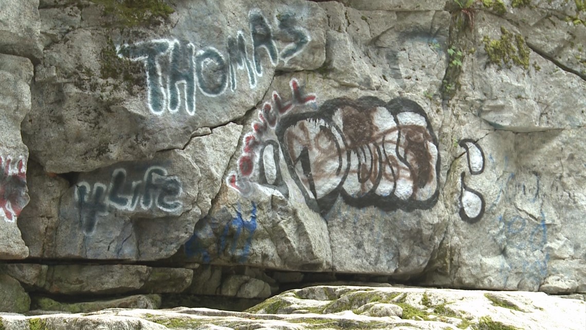 Graffiti returns to popular Eagle Falls | king5.com