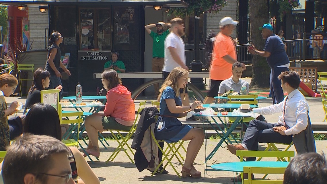 Occidental Square play area, new pavilion open in time for Seattle ...