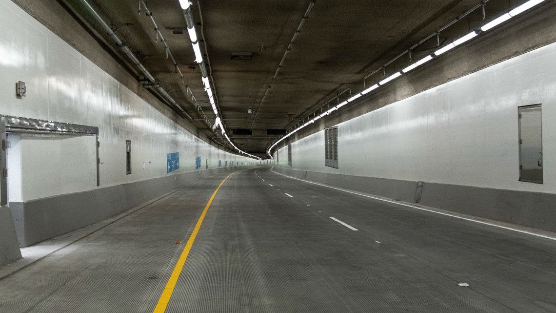 Seattle SR 99 tunnel gets its stripes | king5.com