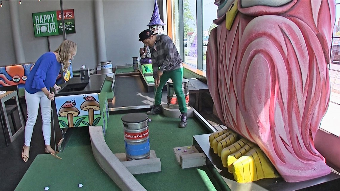 Mini golf, beer and art at Flatstick Pub in South Lake Union | king5.com