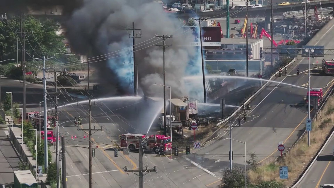 Crews working for hours to extinguish large fire near East Marginal Way ...
