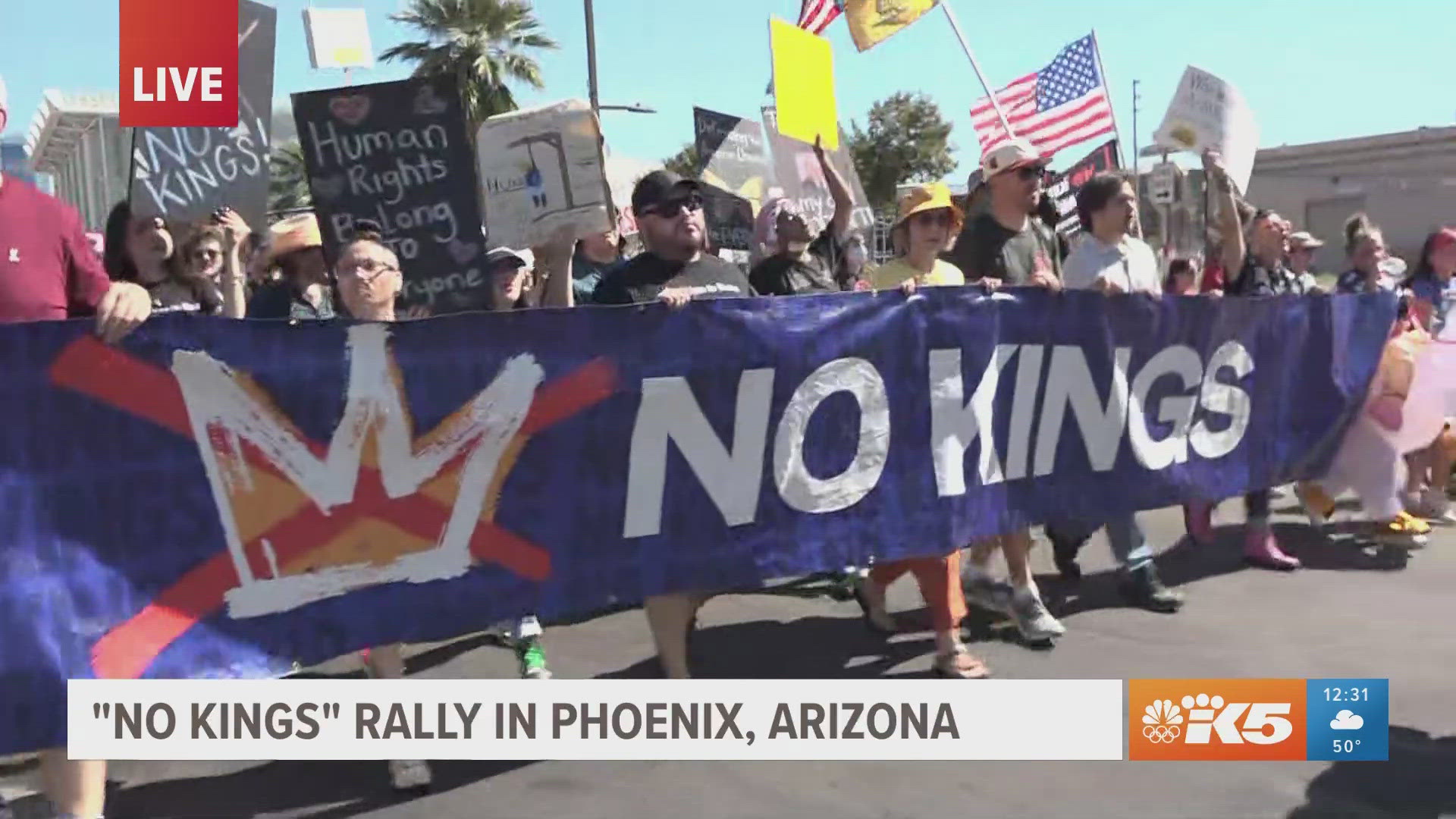 No Kings protesters marching and rallying in Seattle, Denver, Phoenix ...