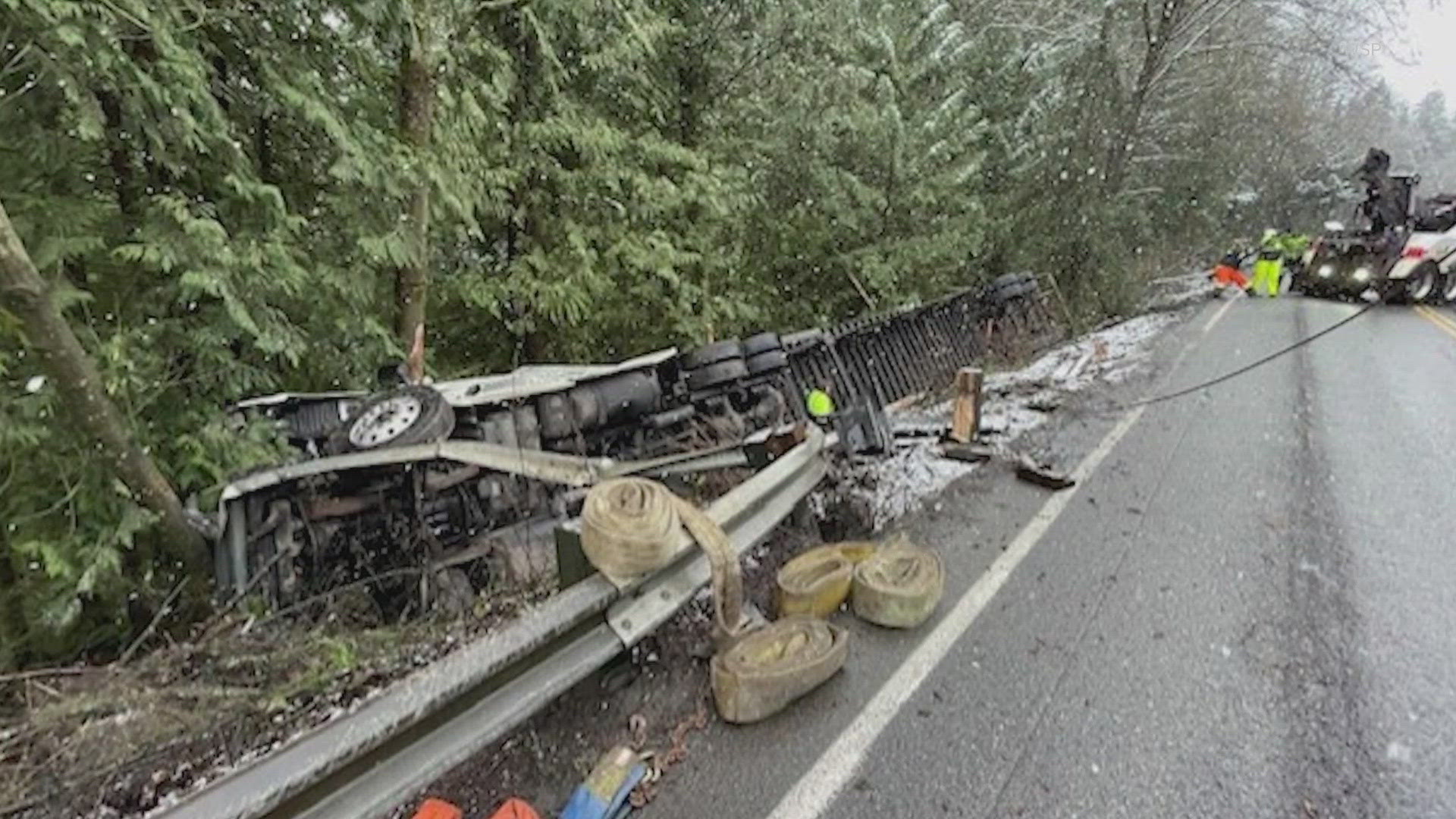 SR 18 reopens near Tiger Mountain after semi rollover blocked highway ...