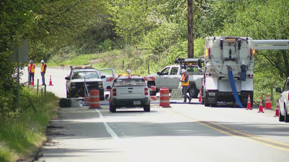 SR 510 closes due to culvert failure near Lacey | king5.com