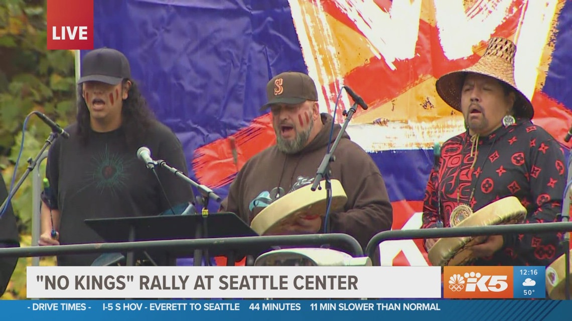 No Kings protest Seattle: Willard Bill Jr., Black River Canoe Family ...