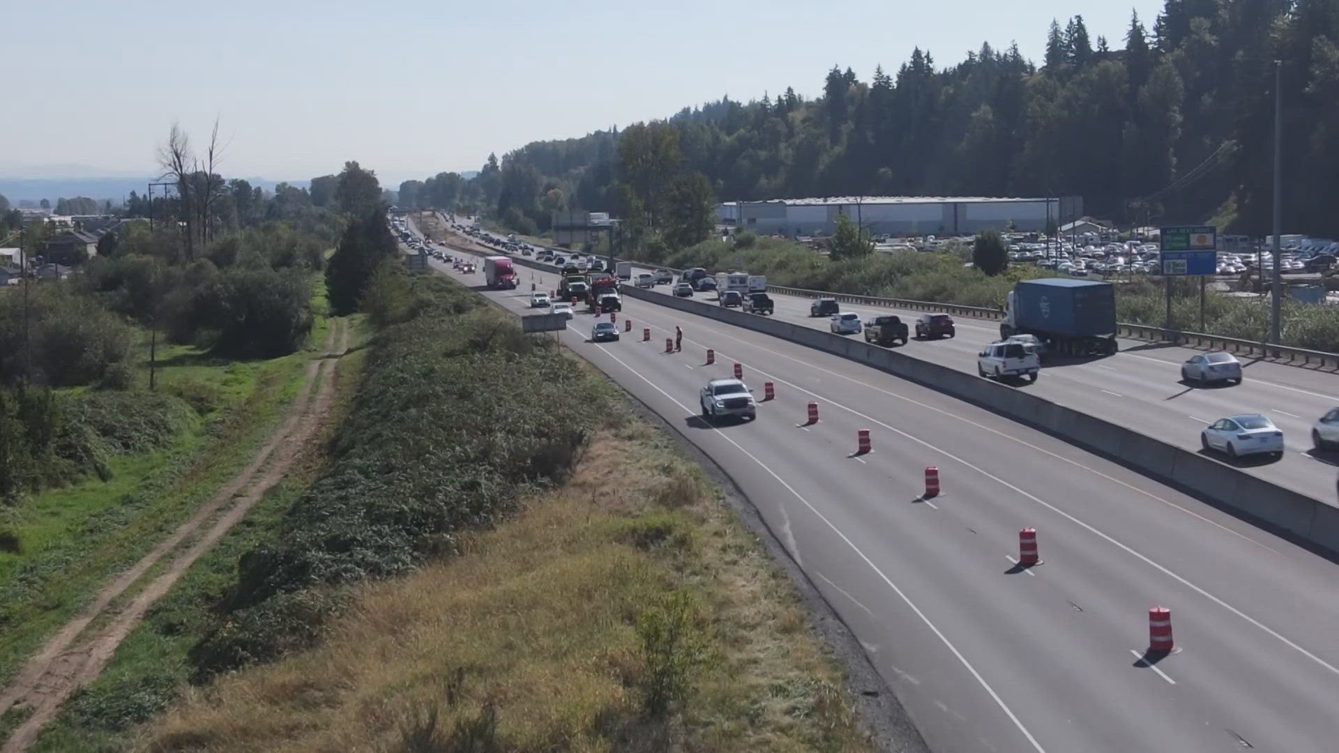 State Route 167 lane reduction after bridge hit | king5.com