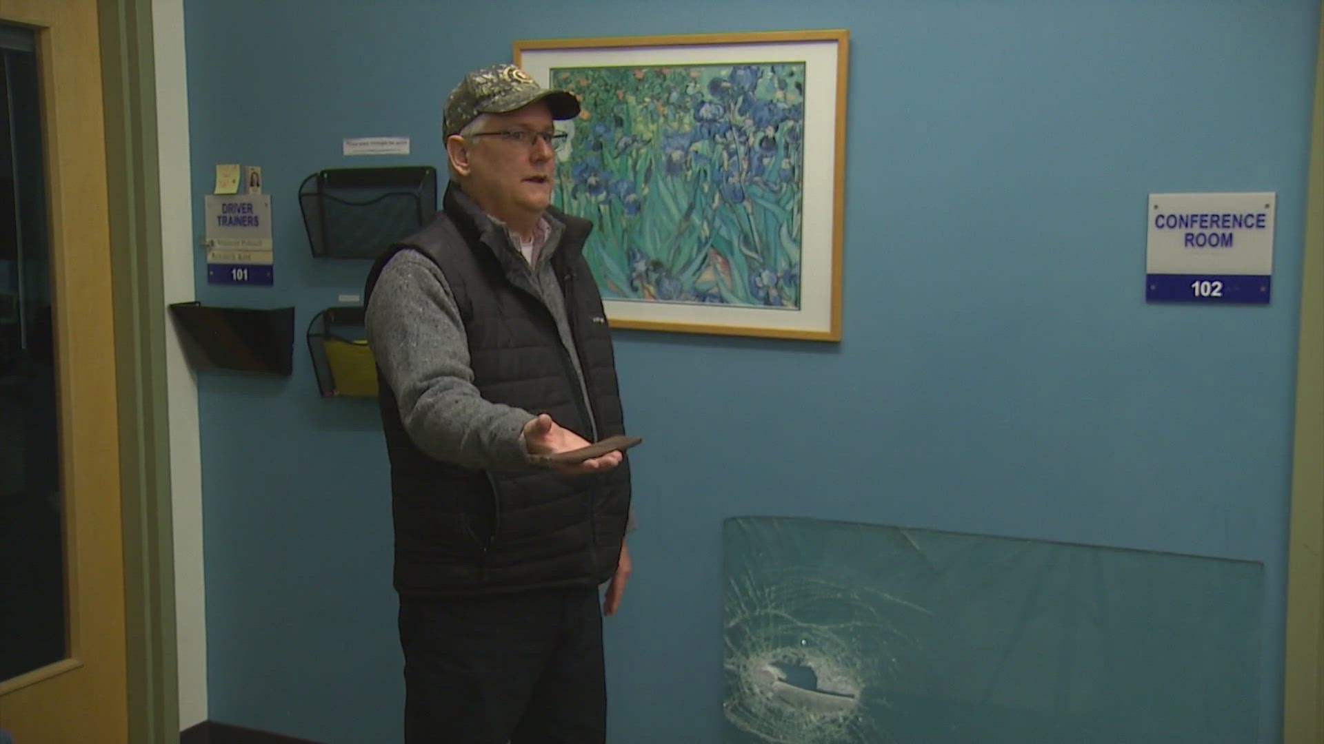 Extended interview: Metal bar crashes through windshield striking ...