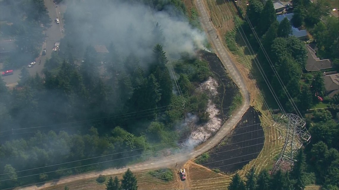 Brush fire extinguished near homes and power lines in Redmond | king5.com