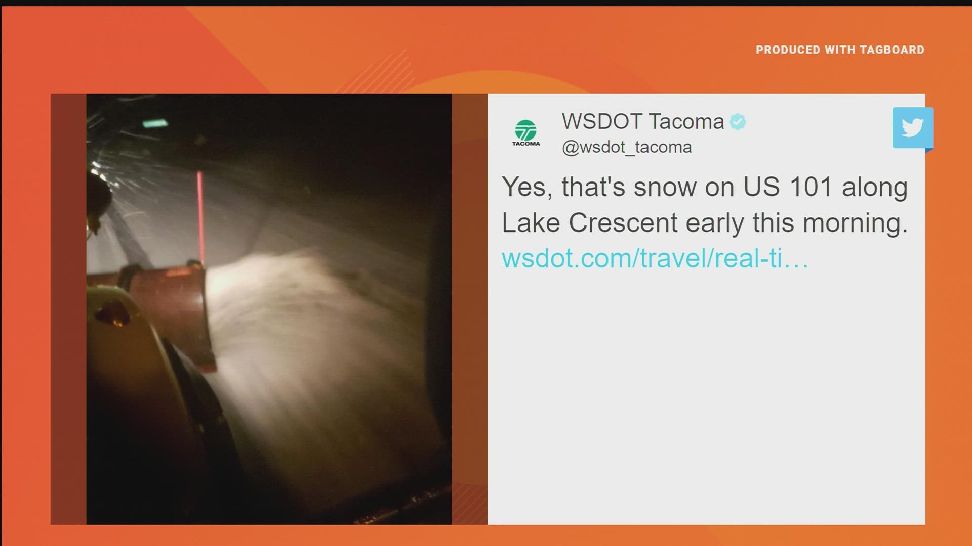 Snow seen at Lake Crescent | king5.com