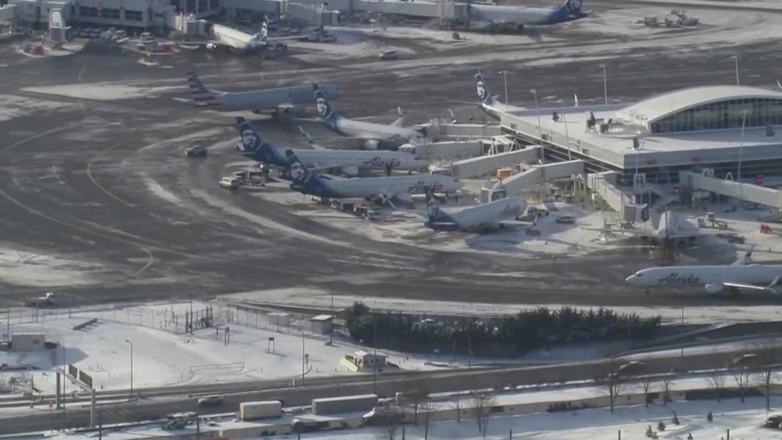 Stranded travelers try to get back to Seattle as flight cancellations ...