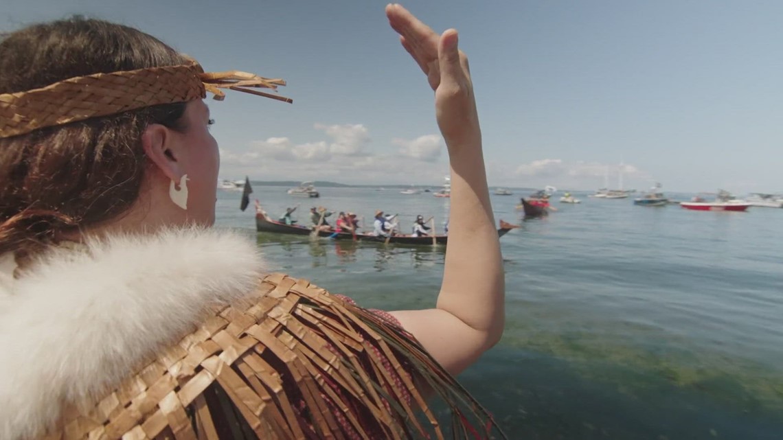 Tribes return to Salish Sea for canoe journey, reuniting after pandemic ...