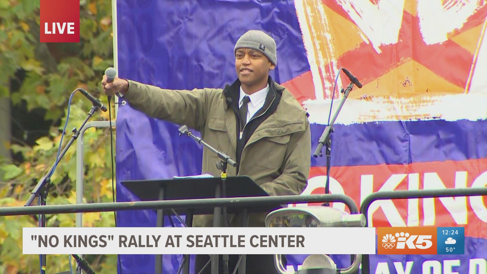 No Kings protest Seattle: King County Council Chair Girmay Zahilay ...