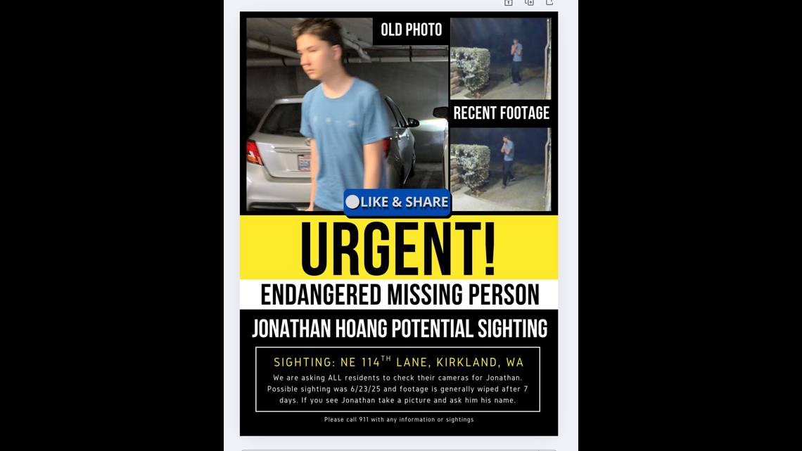 Possible sighting of Jonathan Hoang in Kirkland leads to renewed search ...