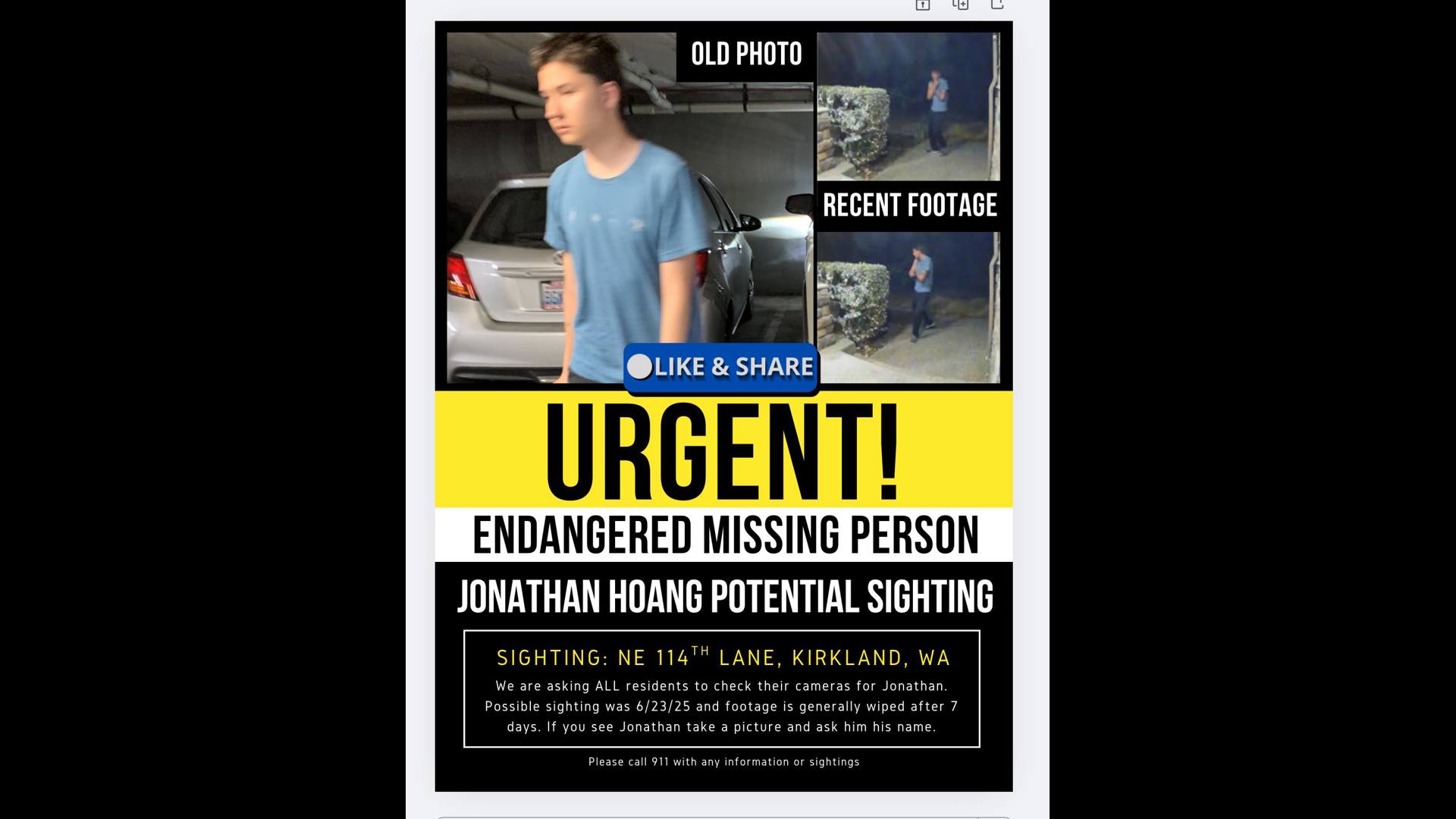 Possible sighting of Jonathan Hoang in Kirkland leads to renewed search ...
