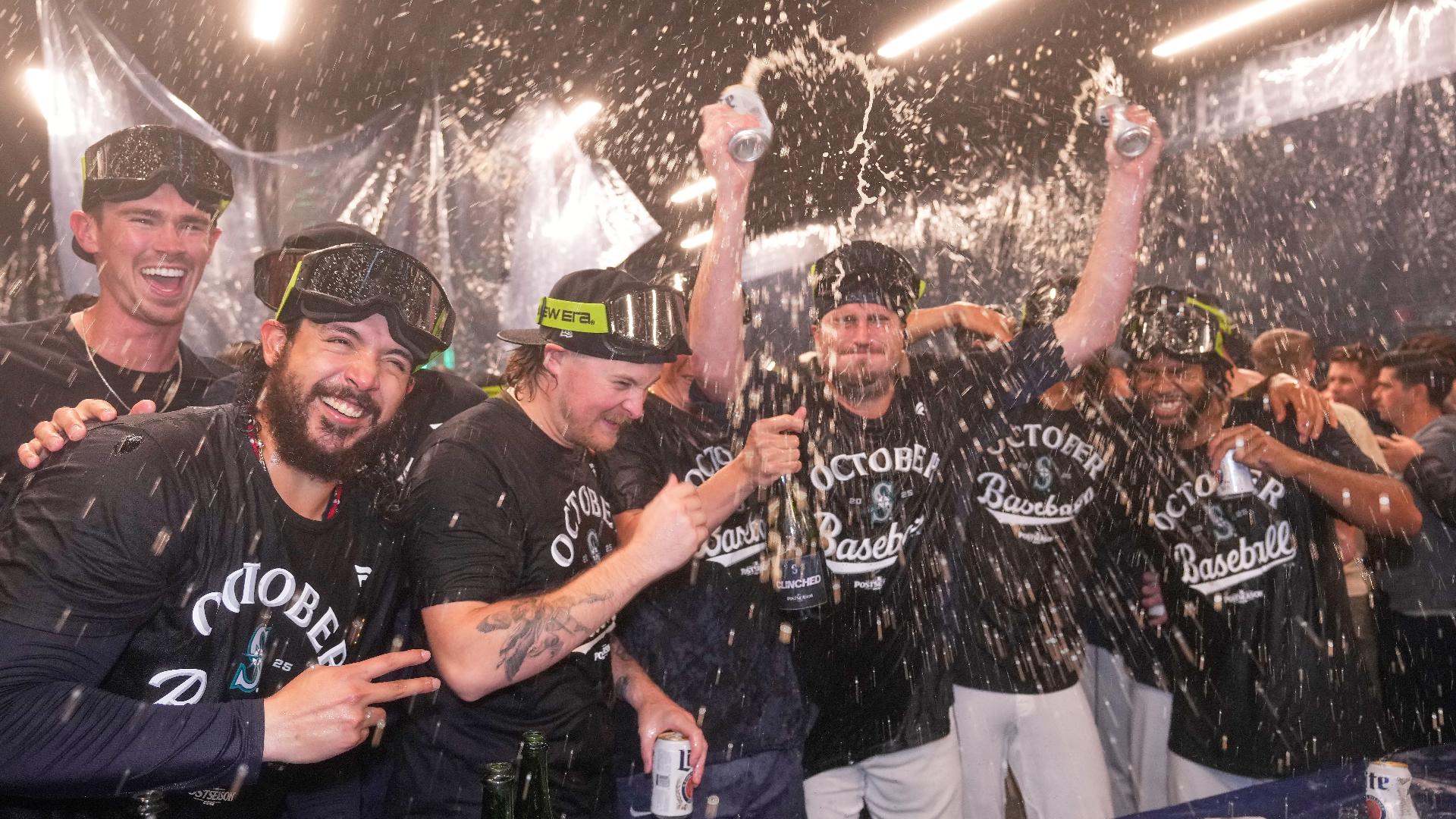 All smiles in Seattle: Mariners celebrate postseason clinch | king5.com