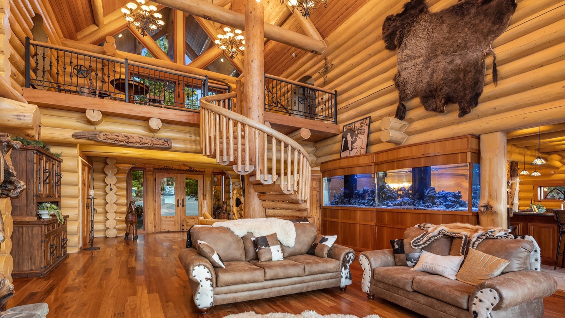 Rustic meets refined in this custom log home for sale in Seabeck ...