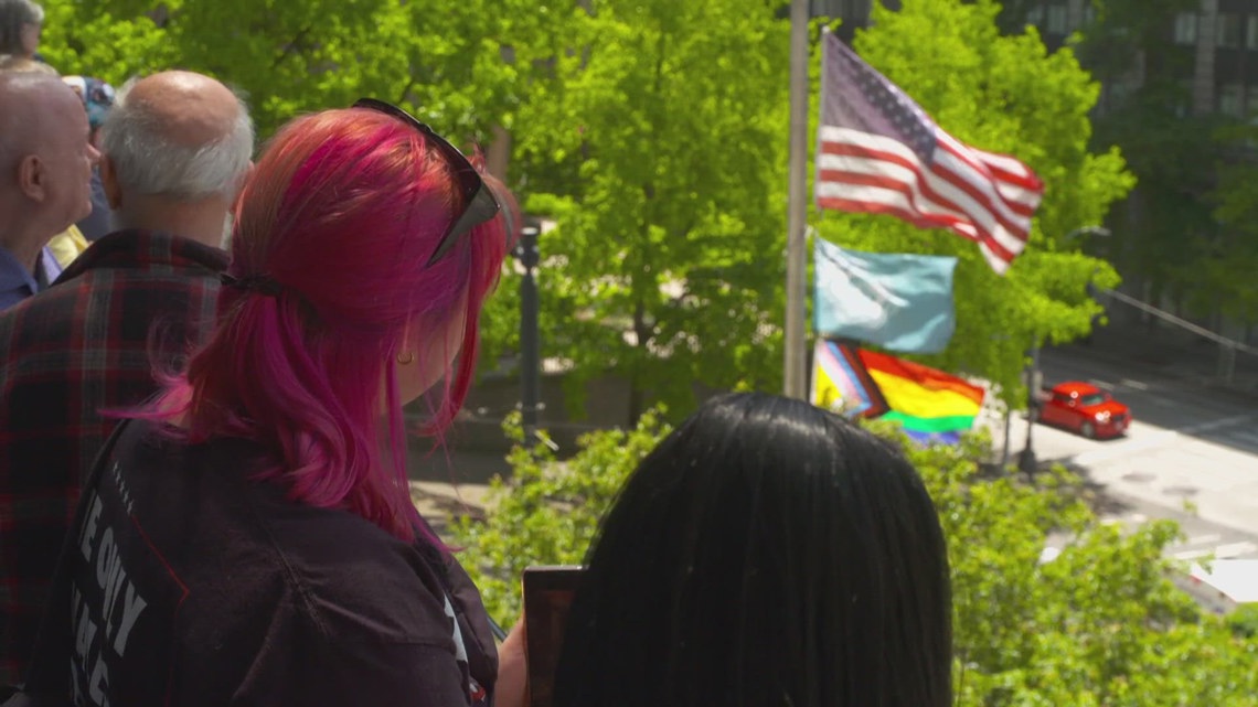 Pride flag raised at Seattle City Hall | king5.com