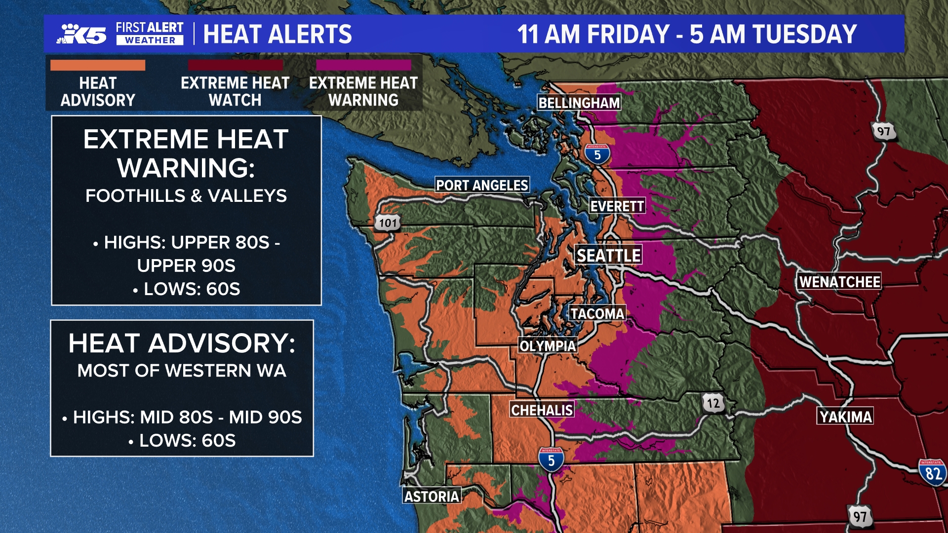 Heat Advisory, Extreme Heat Warning in western Washington begins Friday ...