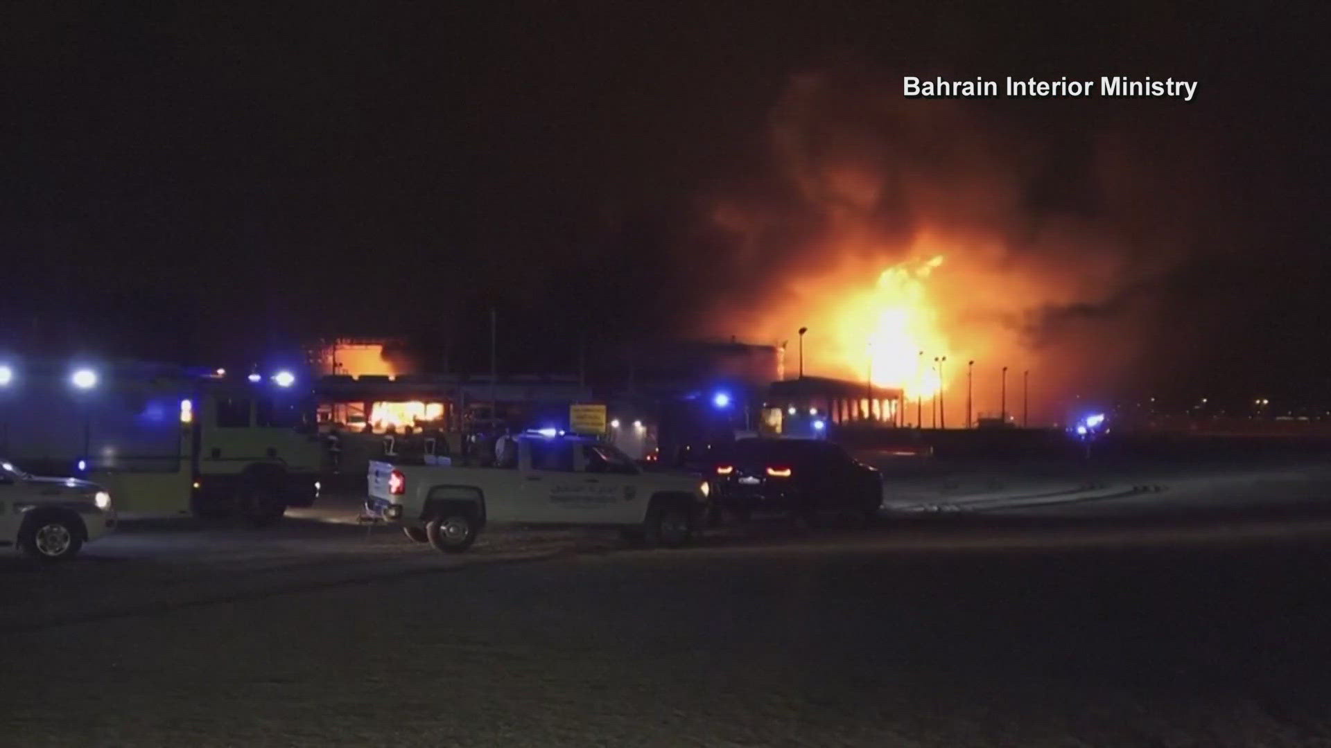 Fuel depot on fire in Bahrain after Iranian strike | king5.com