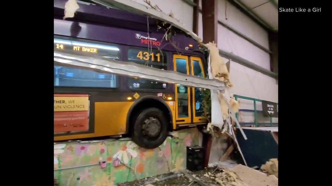 Metro bus crashes into indoor skatepark in Seattle | king5.com