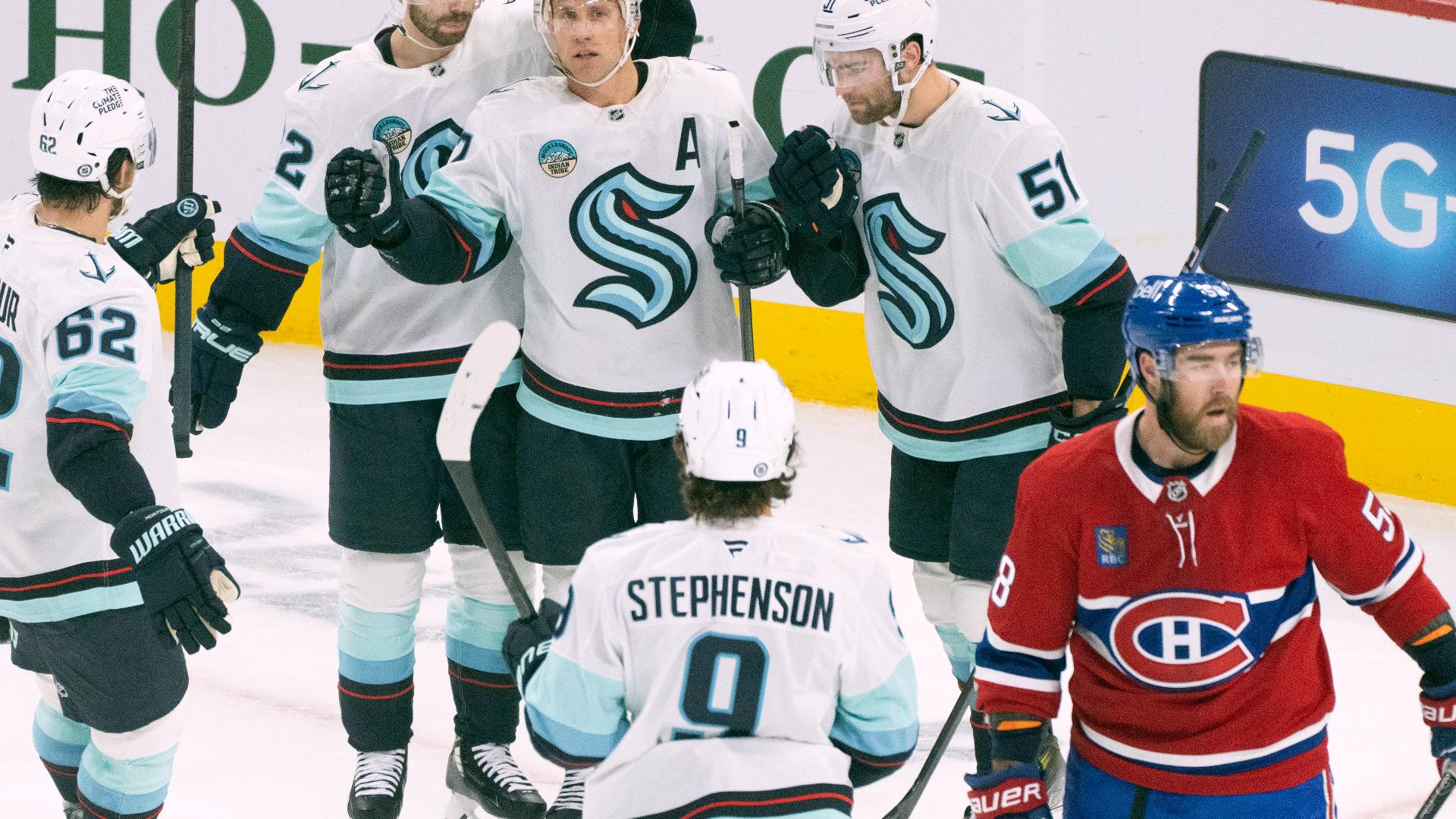 Brandon Montour scores hat trick in Kraken's 8-2 rout of Canadiens ...