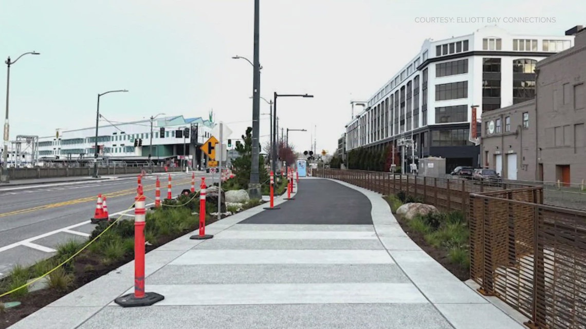 New walking, biking path opens along the Seattle Waterfront | king5.com