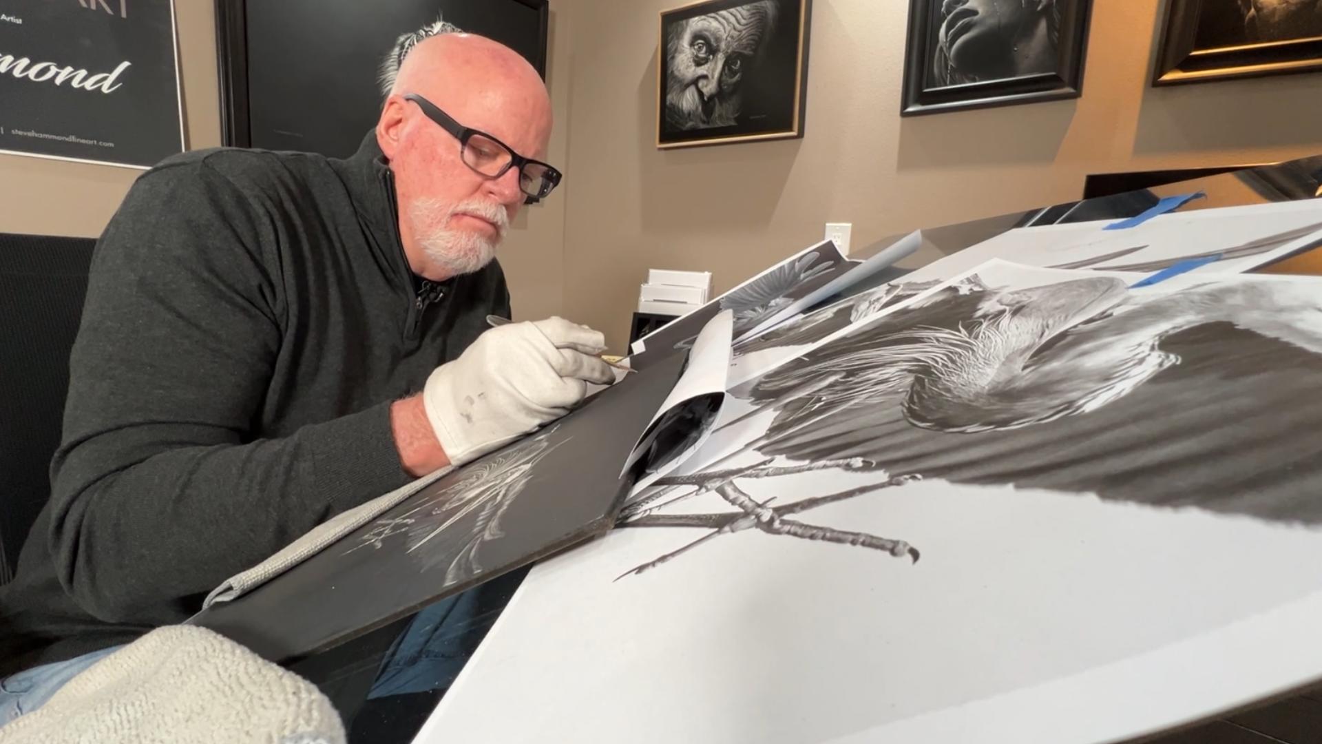 Steve Hammond masters scratchboard portraits | king5.com