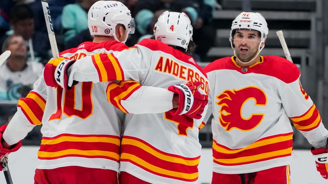 Rasmus Andersson's overtime goal lifts Flames to 4-3 win over Kraken | king5.com