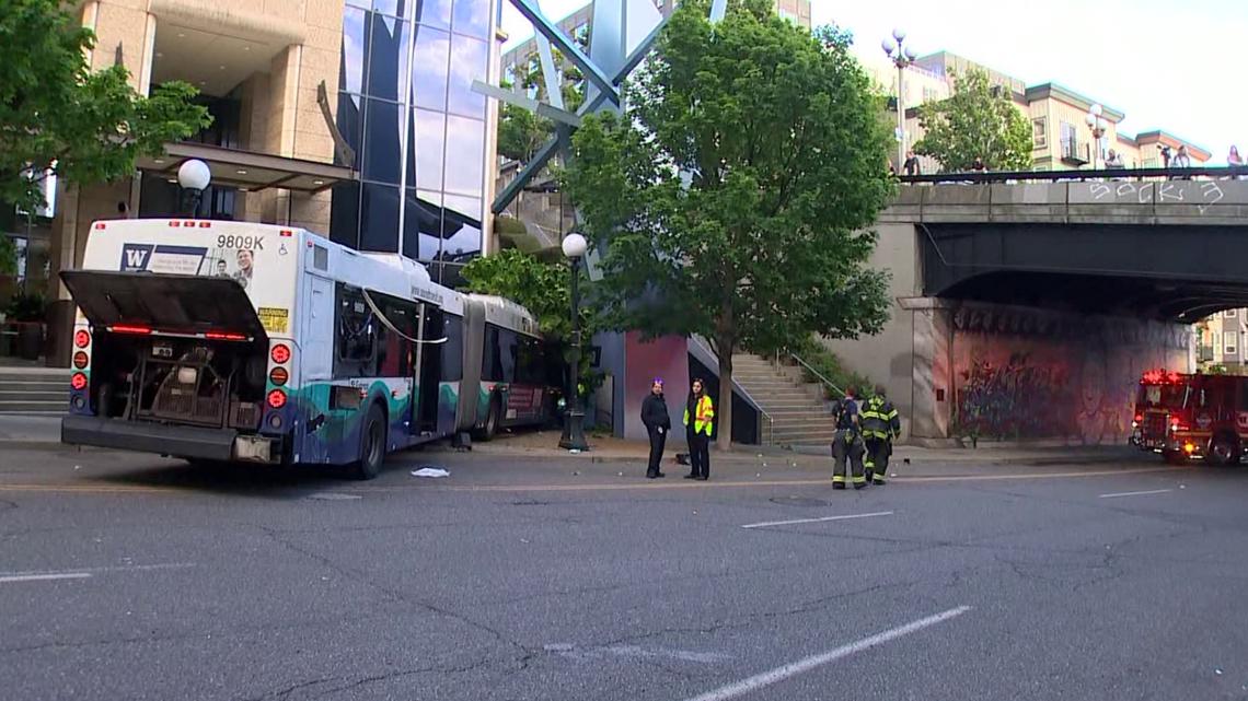 Sound Transit bus crashes into wall in downtown Seattle | king5.com