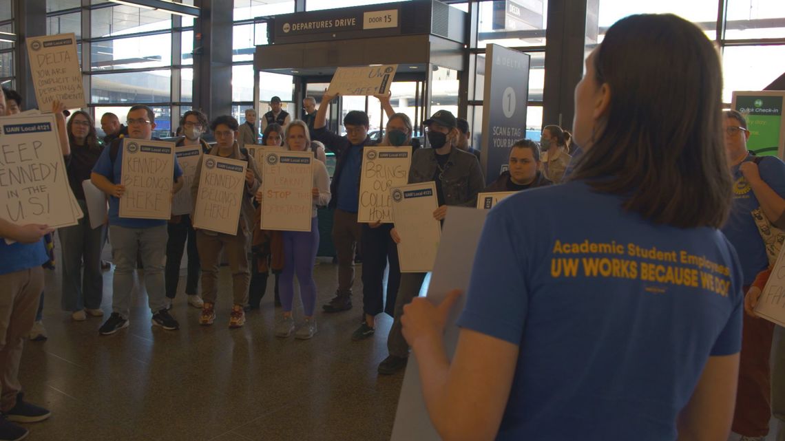 UW graduate student deported through SEA as protesters demand answers ...