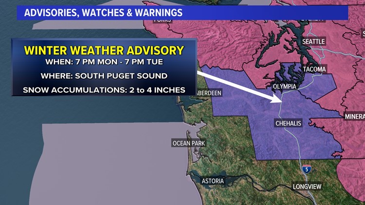 Snow to taper off across western Washington on Tuesday | king5.com